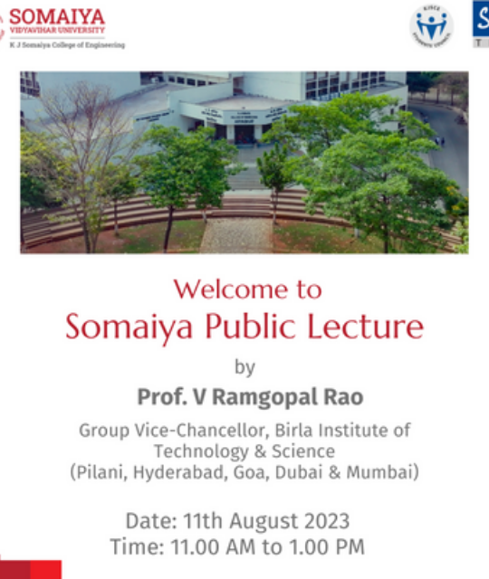 Somaiya Public Lecture by Prof. V Ramgopal Rao | Somaiya Vidyavihar ...